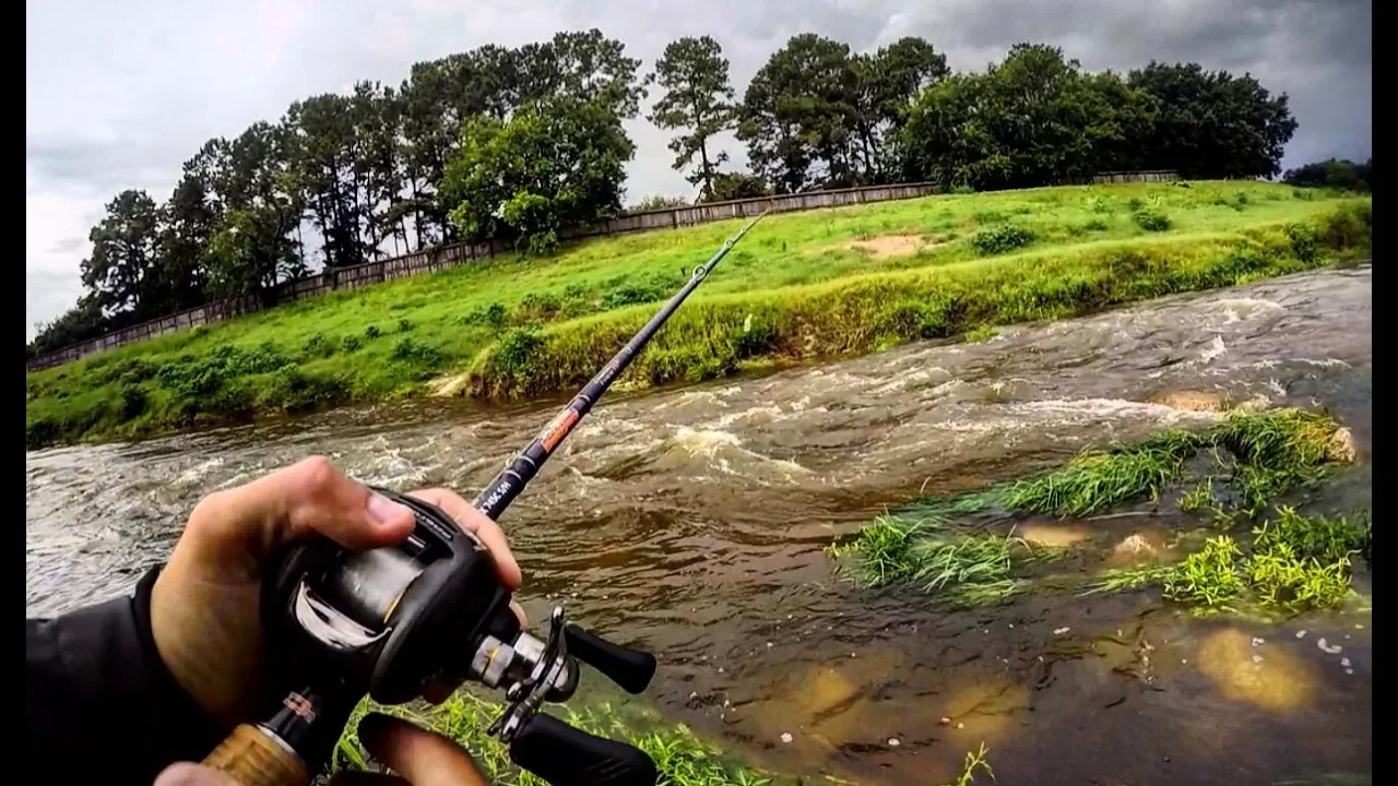Watch Fishing a FLOODED CREEK for FAST CURRENT BASS! Video on Tackle.net